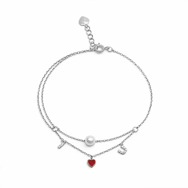 Silver Layered Love Charm Bracelet – Ziasilverstore